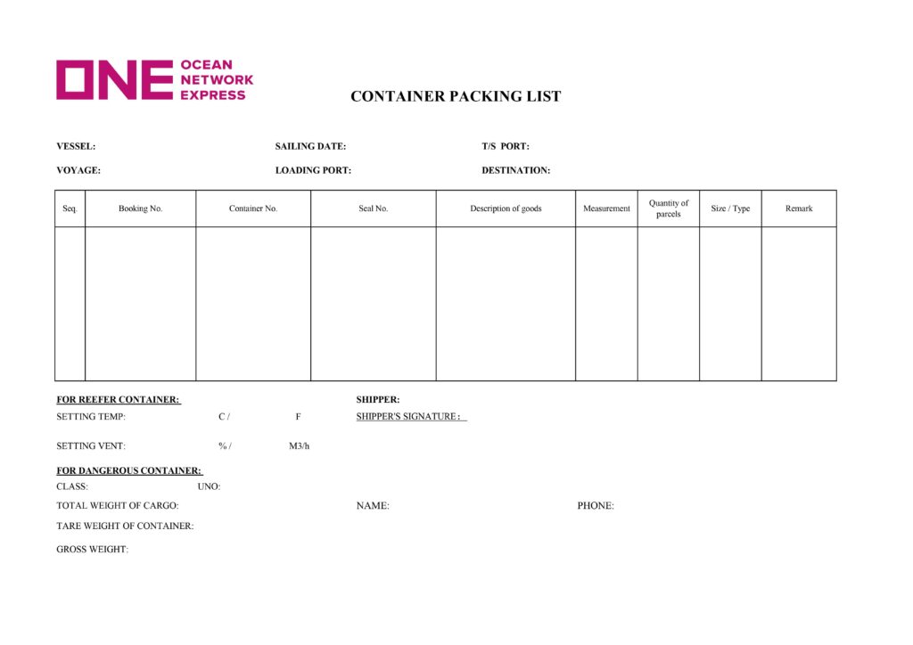 Container packing list là gì?Tổng hợp 28 giấy hạ container của hãng tàu