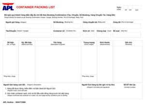 Container Packing list của hảng tàu 2022 | tthqsaigon.net