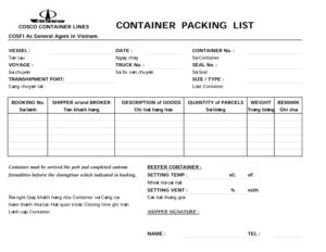 Container packing list là gì?Tổng hợp 28 giấy hạ container của hãng tàu