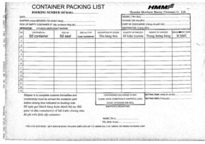 Container Packing list của hảng tàu 2022 | tthqsaigon.net