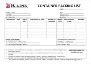 Container Packing list của hảng tàu 2022 | tthqsaigon.net