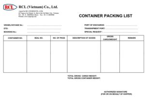 Container Packing list của hảng tàu 2022 | tthqsaigon.net