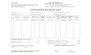 Container Packing list của hảng tàu 2022 | tthqsaigon.net