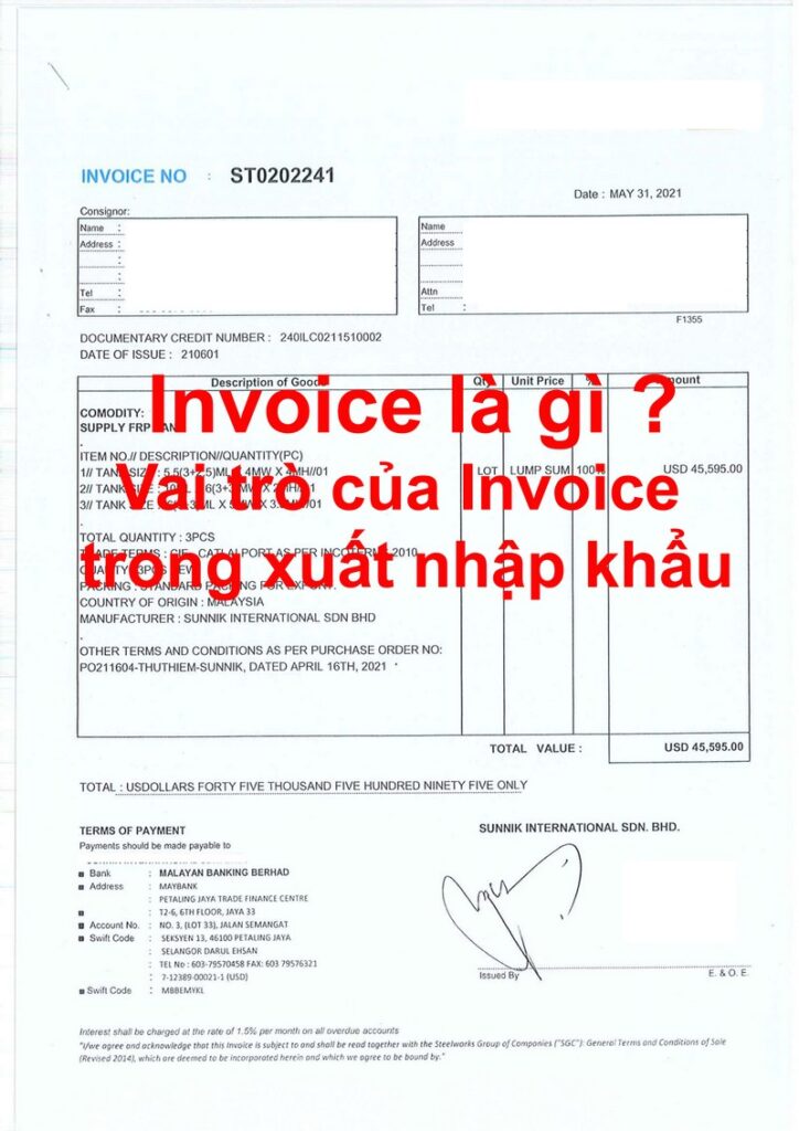 Invoice là gì? Vai trò của Invoice trong xuất nhập khẩu đầy đủ nhất